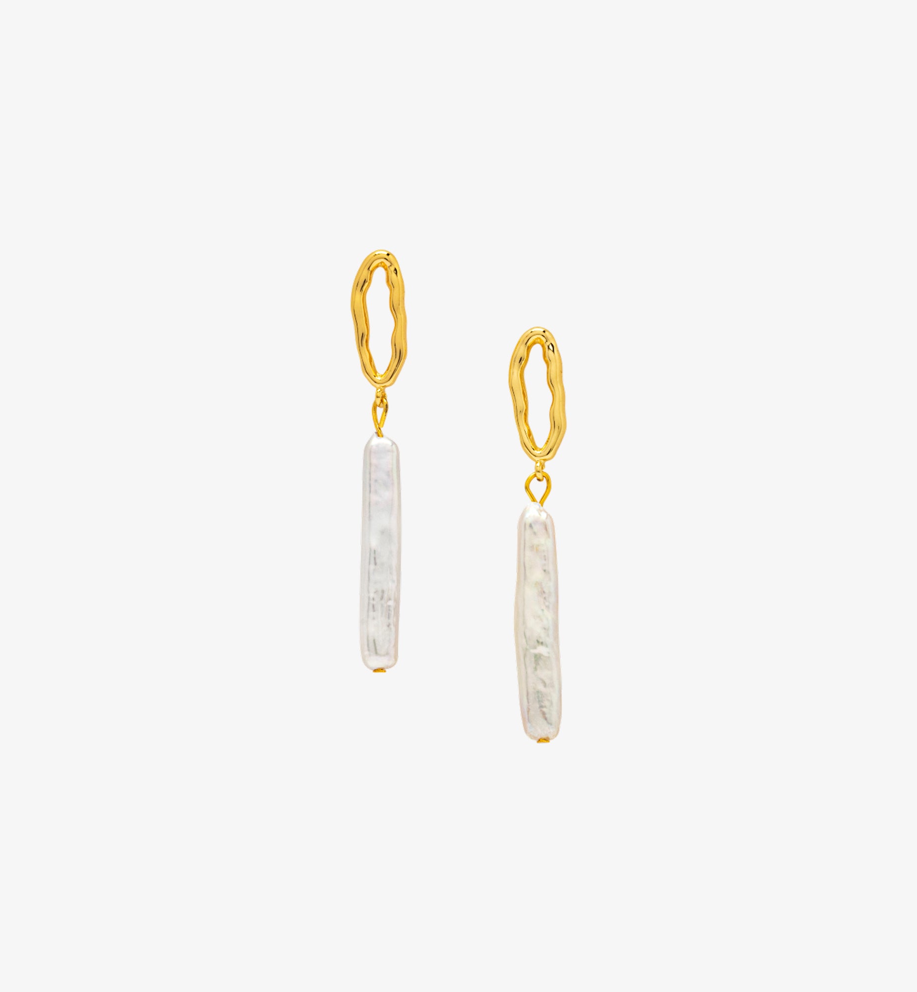 Shinju Gold Pearl Drop Earrings | Real Baroque Pearl | 18K Gold Plated